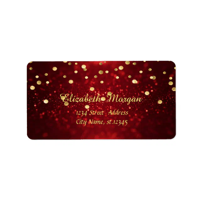 Elegant Stylish ,Fux Gold Foil Confetti,Bokeh Red Label | Zazzle