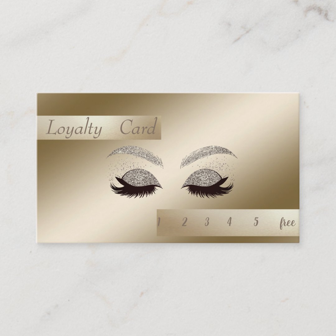 Elegant Stylish, Glittery Faux Lashes Loyalty Card | Zazzle