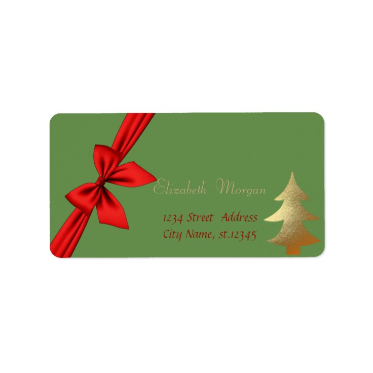 Elegant Stylish Gold Christmas Tree , Red Bow Label | Zazzle