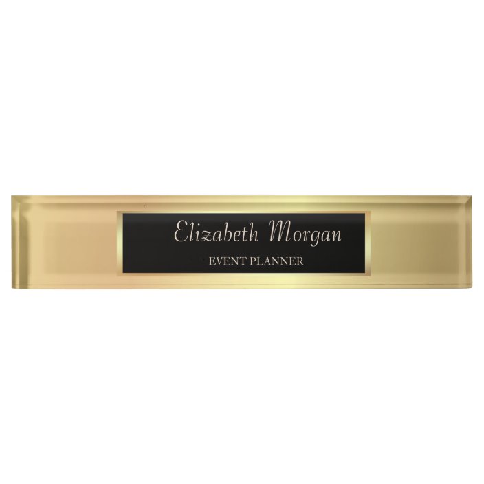 Elegant Stylish Gold Desk Name Plate | Zazzle