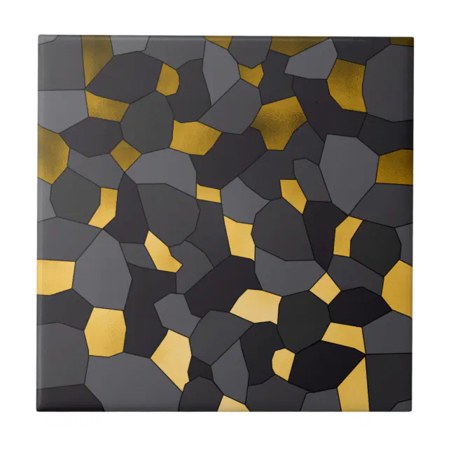 Elegant stylish gold grey and black mosaic ceramic tile | Zazzle