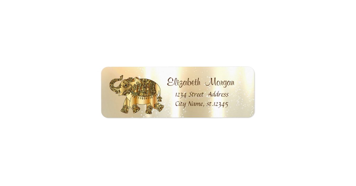 Elegant, Stylish Gold, Paisley Elephant Label | Zazzle