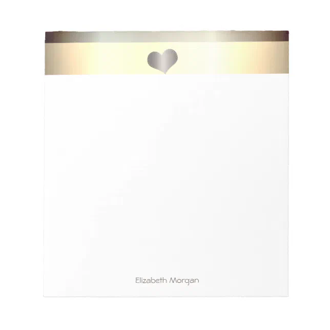 Elegant Stylish Gold Stripes, Heart- Personalized Notepad | Zazzle