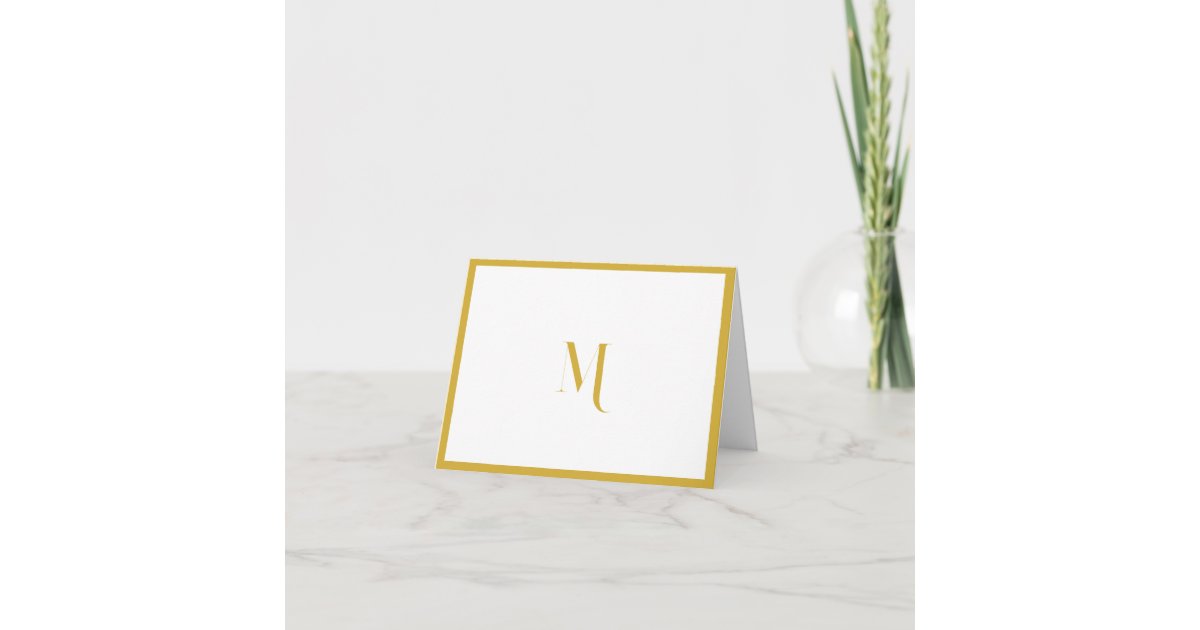 Elegant Stylish Golden Monogram Initial Border Note Card | Zazzle