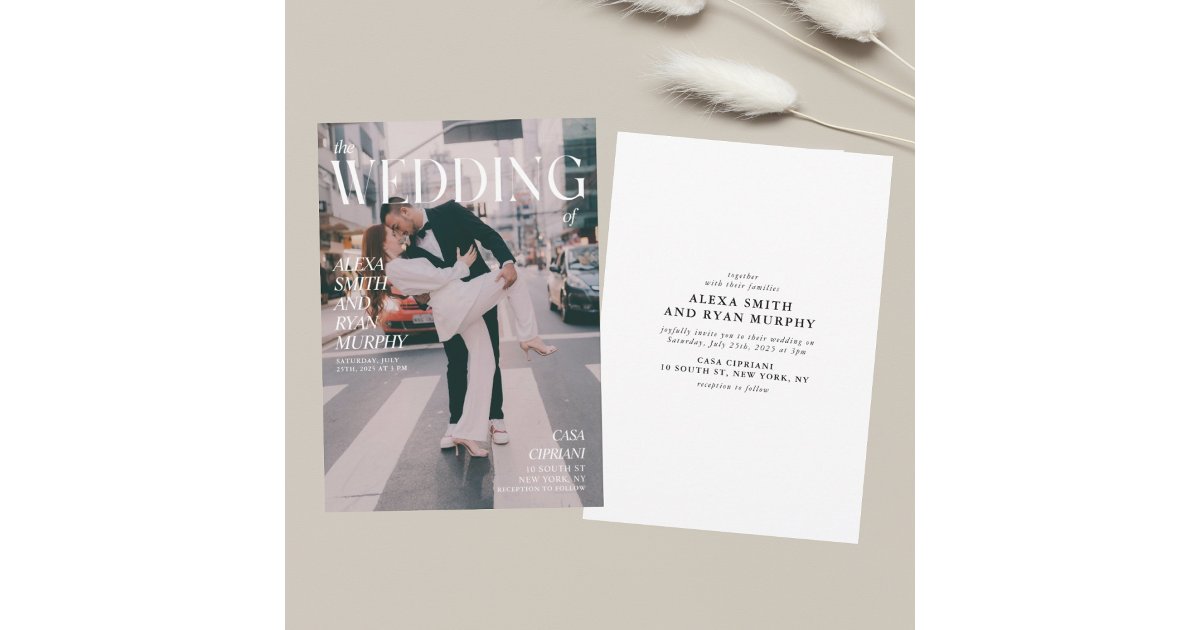 Elegant Stylish Magazine Cover Wedding Invitation | Zazzle
