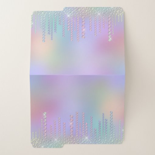 Elegant stylish modern chick holographic diamonds file folder | Zazzle