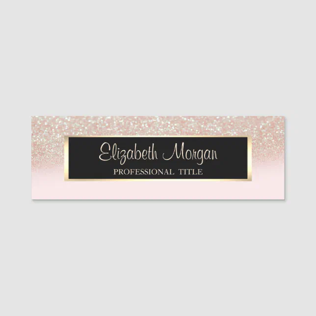 Elegant Stylish Modern, Frame, Glitter Ombre Name Tag | Zazzle