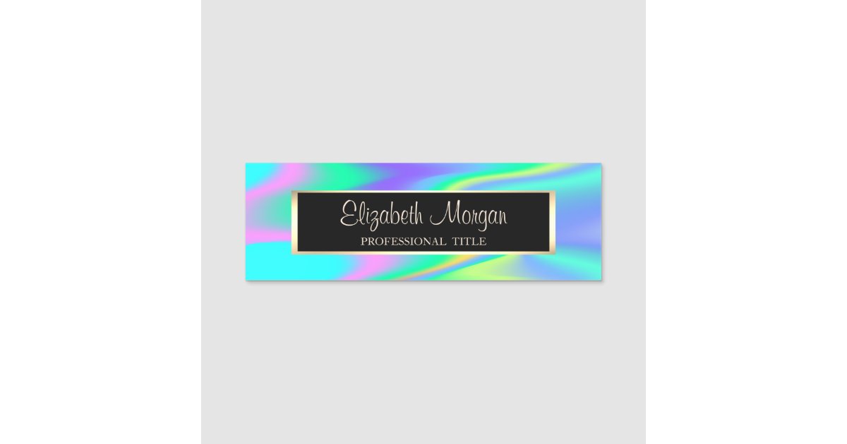 Elegant Stylish Modern, Frame,Holographic Name Tag | Zazzle