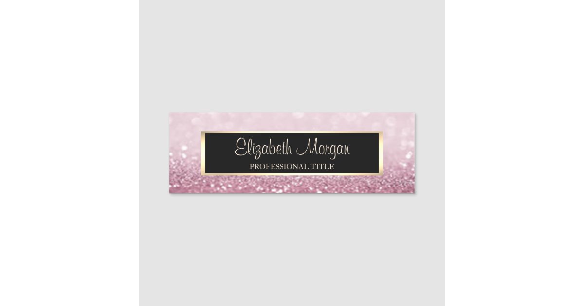 Elegant Stylish Modern Glitter Bokeh, Frame Name Tag | Zazzle