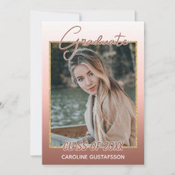 Elegant Stylish Ombre Coral Blush Pink Graduation Announcement | Zazzle