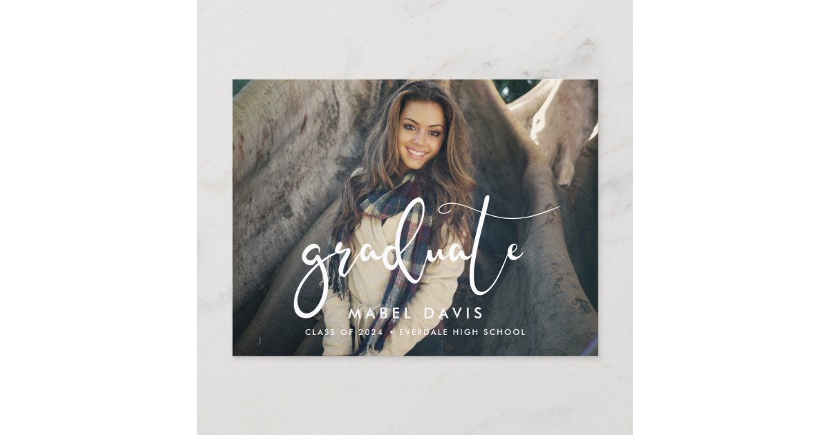 Elegant stylish Photo graduation Postcard | Zazzle