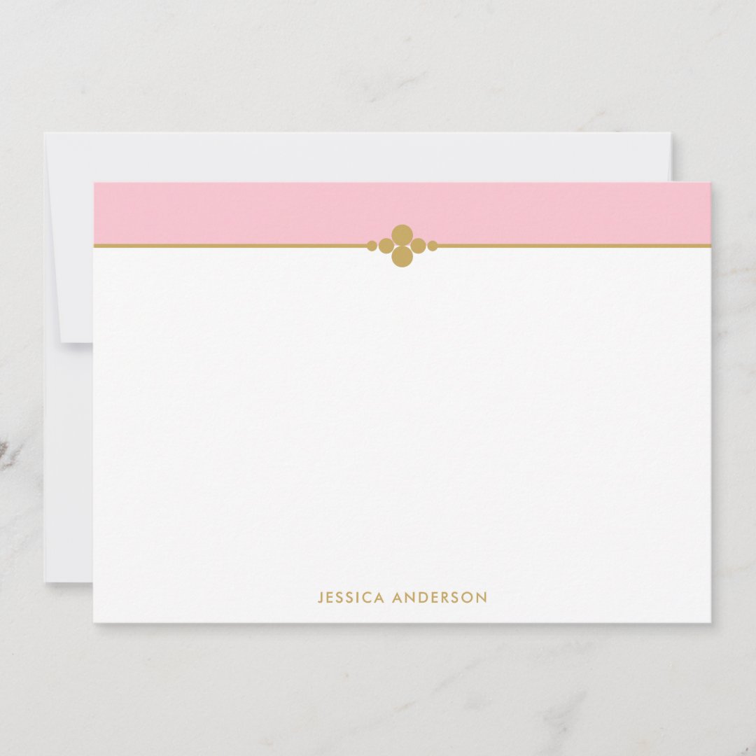 Elegant Stylish Pink Gold Personalized Note Card | Zazzle