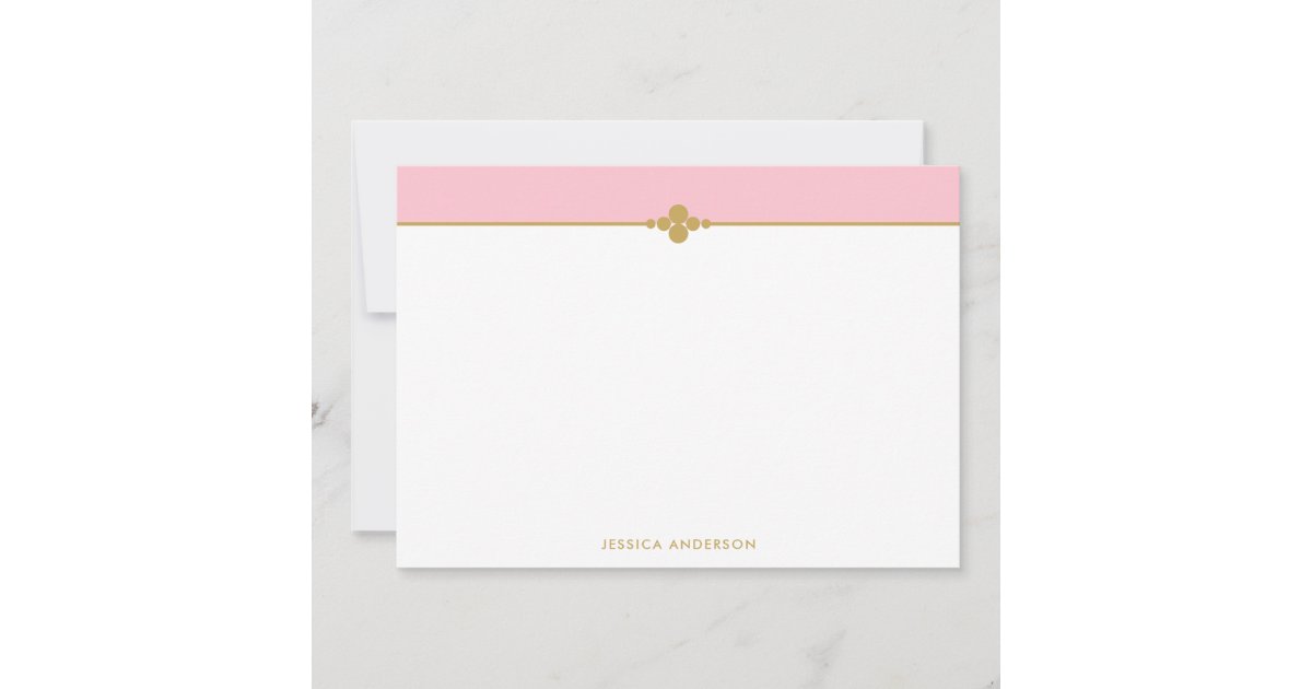 Elegant Stylish Pink Gold Personalized Note Card | Zazzle