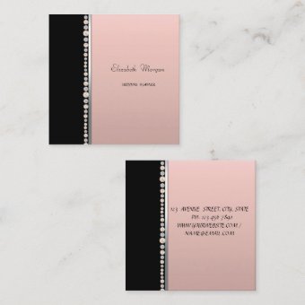 Elegant Stylish Professional ,Black,Pearls Square Business Card | Zazzle