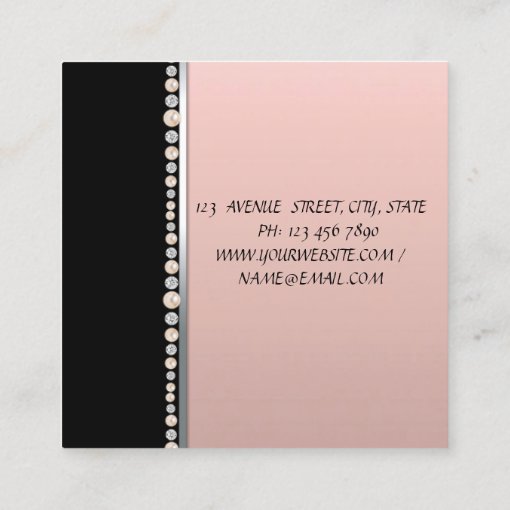 Elegant Stylish Professional ,Black,Pearls Square Business Card | Zazzle
