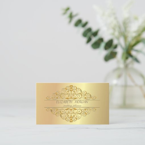 Elegant Stylish Professional ,Faux Gold Frame Business Card | Zazzle