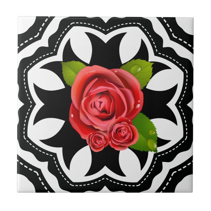 Elegant Stylish Romantic Floral Modern Pattern Ceramic Tile | Zazzle
