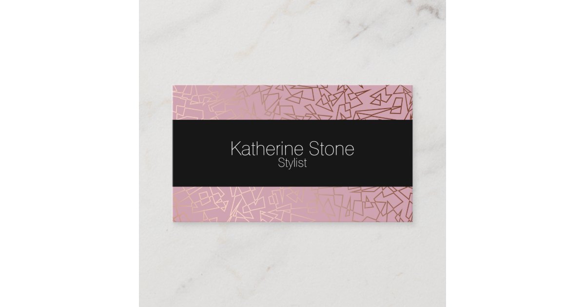 Elegant stylish rose gold geometric pattern pink business card | Zazzle