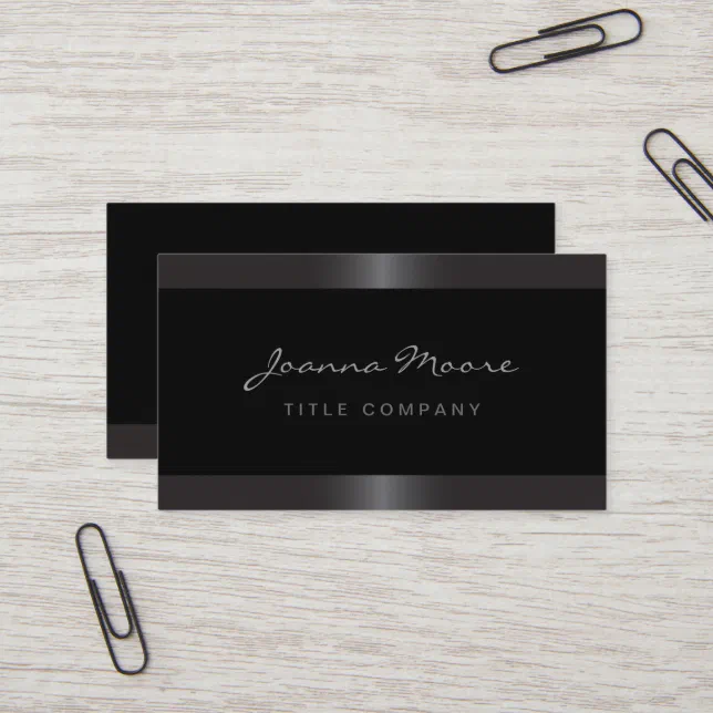 Elegant stylish satin gray border black business card | Zazzle