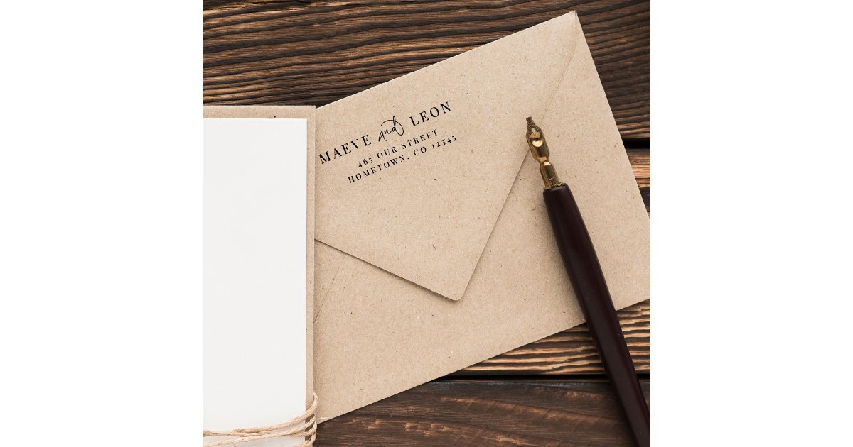 Elegant Stylish Script Modern Chic Wedding Couple Self-inking Stamp ...