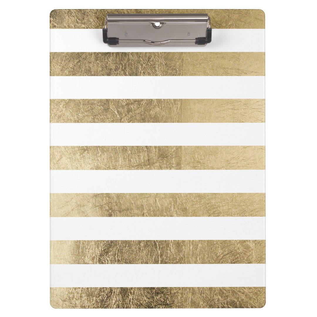 Elegant stylish trendy faux gold modern stripe clipboard | Zazzle