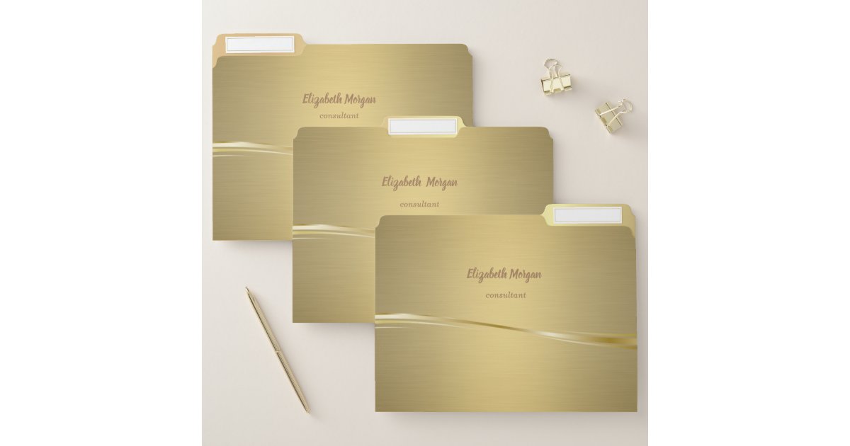 Elegant Stylish Trendy Gold Background File Folder | Zazzle