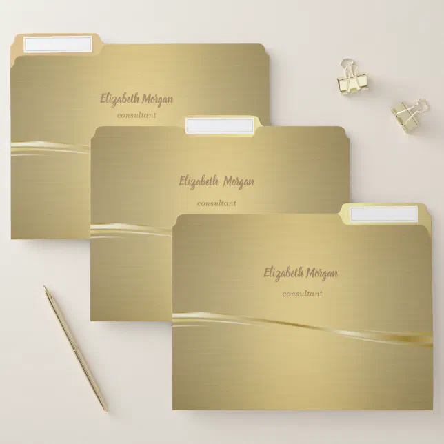 Elegant Stylish Trendy Gold Background File Folder | Zazzle