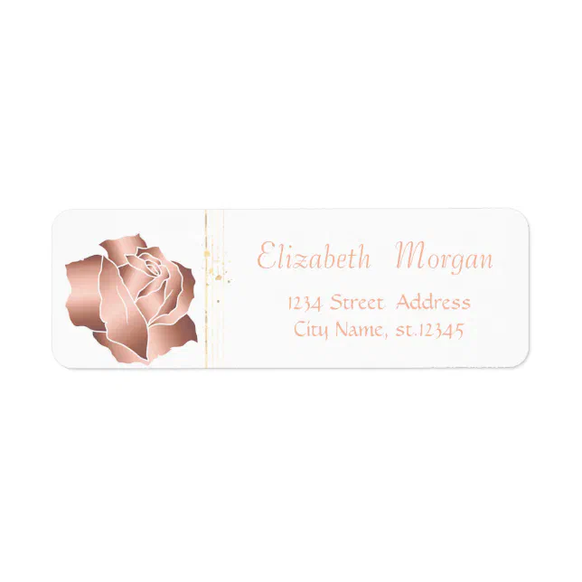 Elegant Stylish,White,Rose Gold Rose Label | Zazzle