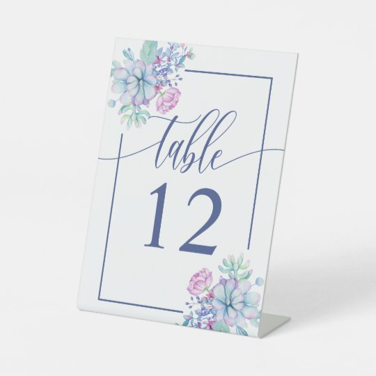 Elegant Succulent Cactus Wedding Table Number Pedestal Sign | Zazzle.com