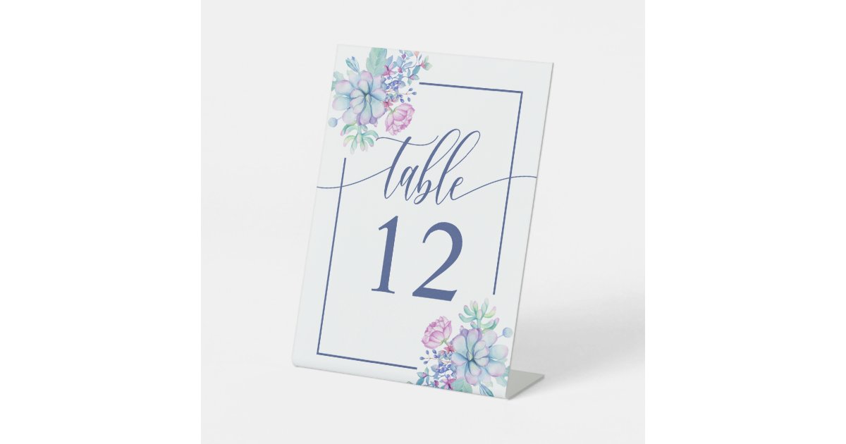 Elegant Succulent Cactus Wedding Table Number Pedestal Sign | Zazzle