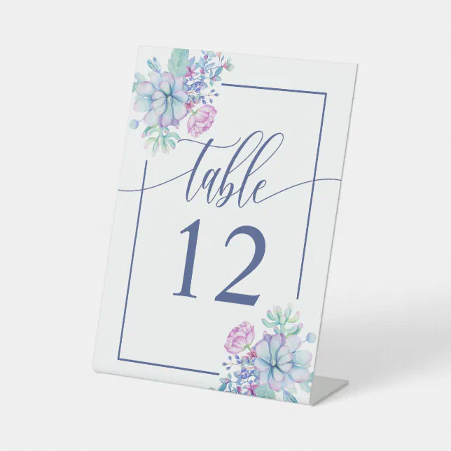 Elegant Succulent Cactus Wedding Table Number Pedestal Sign | Zazzle