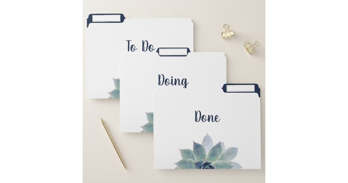 Elegant Succulent Desert Greenery Typography File Folder | Zazzle