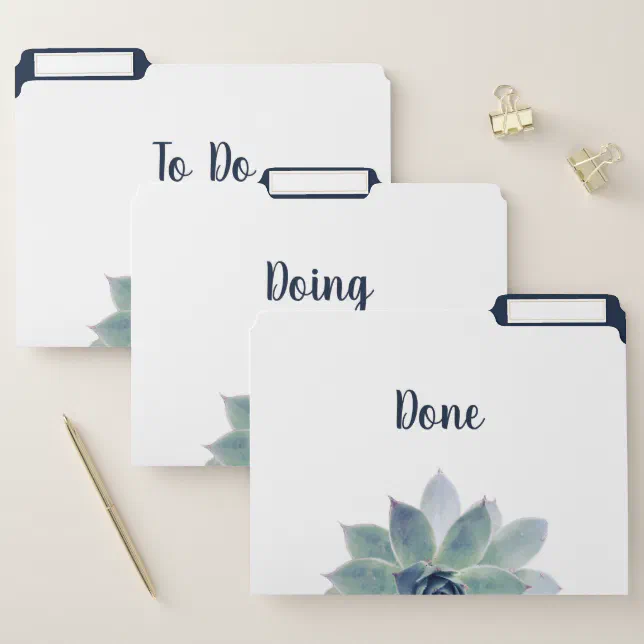 Elegant Succulent Desert Greenery Typography File Folder | Zazzle