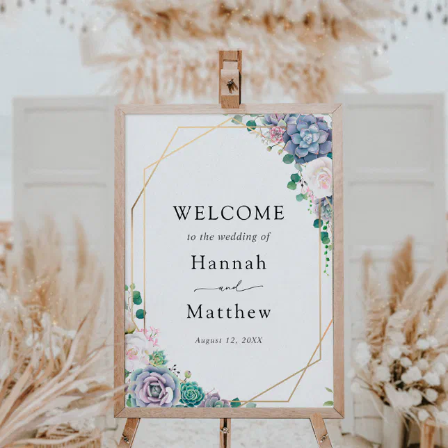 Elegant Succulent Wedding Welcome Sign | Zazzle
