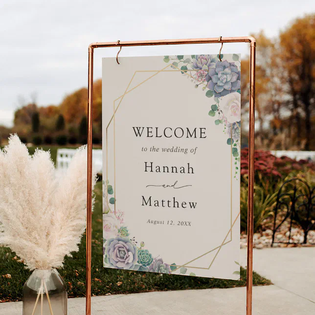 Elegant Succulent Wedding Welcome Sign | Zazzle