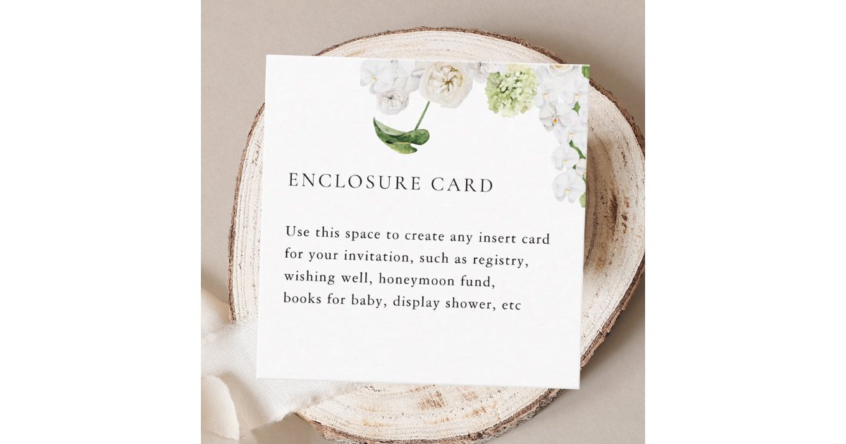 Elegant Summer Greenery Square Enclosure Card | Zazzle