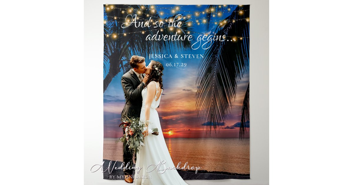 Elegant Summer Sunset Palm Beach Wedding Backdrop | Zazzle