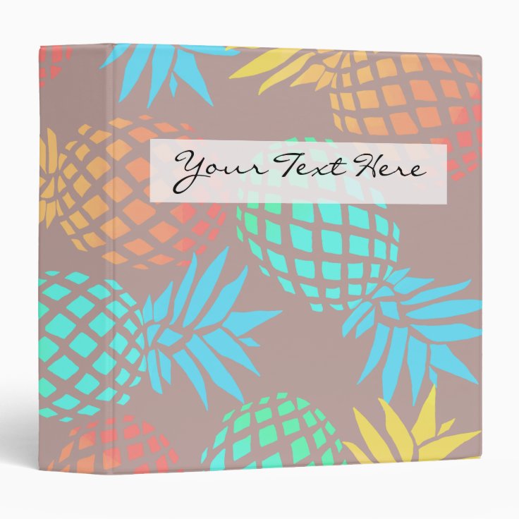 elegant summer tropical colorful pineapple pattern 3 ring binder | Zazzle