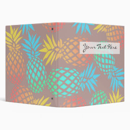 elegant summer tropical colorful pineapple pattern 3 ring binder | Zazzle