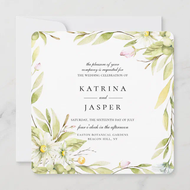 Elegant Summer Wildflower Botanical Wedding Invitation | Zazzle