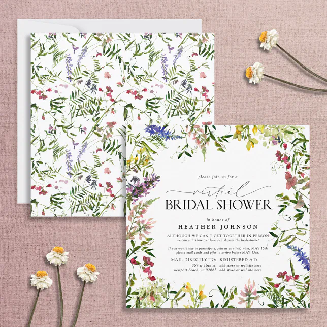 Elegant Summer Wildflower Virtual Shower Invitation | Zazzle