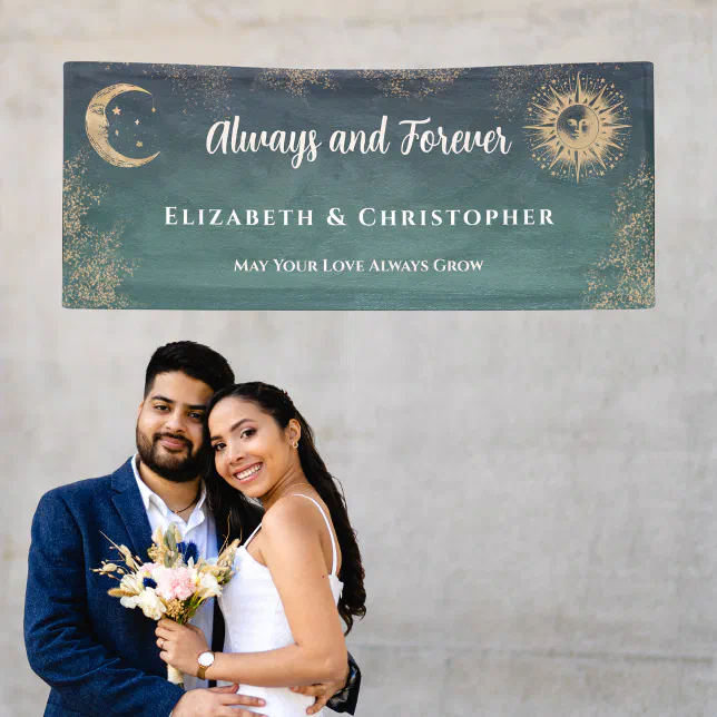Elegant Sun Moon Gold Wedding Banner | Zazzle
