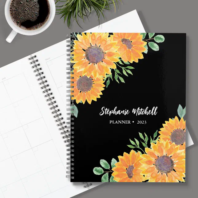 Elegant Sunflower 2023 Planner | Zazzle