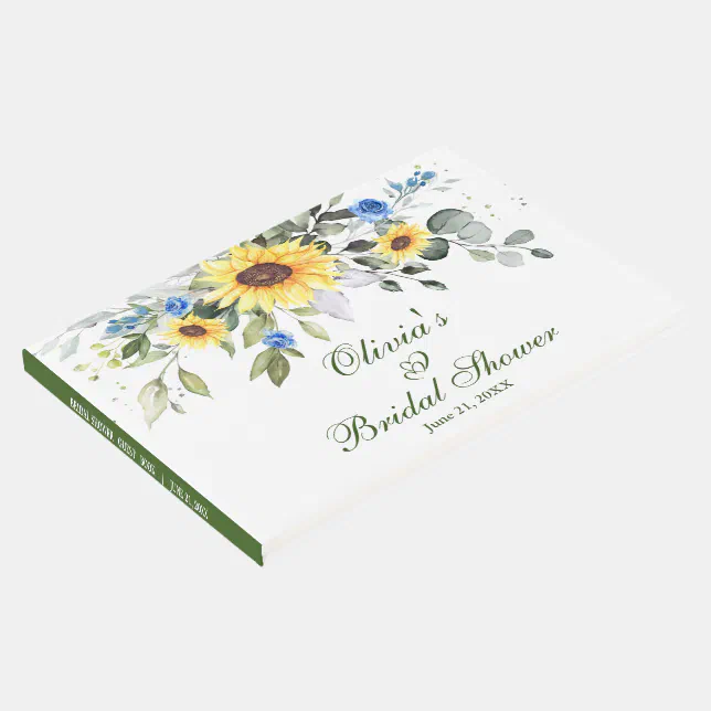Elegant Sunflower Eucalyptus Foliage Bridal Shower Guest Book Zazzle