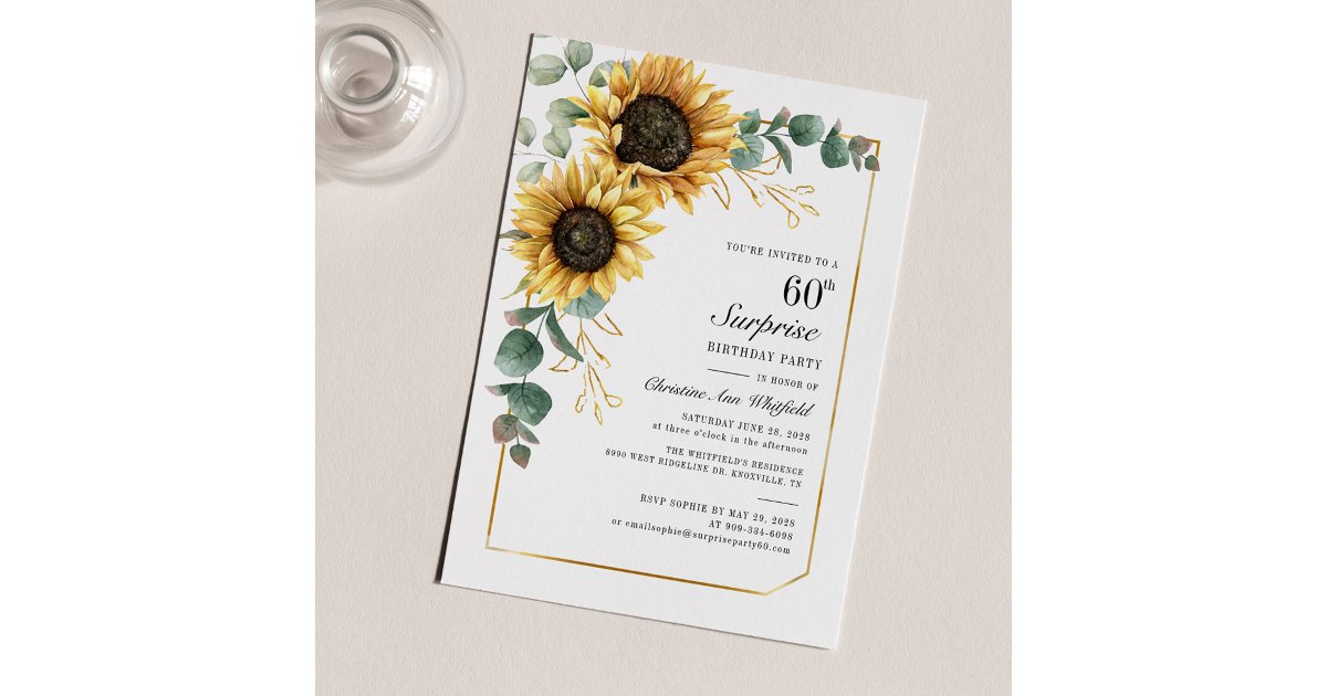 Elegant Sunflower Floral 60th Birthday Party | Zazzle