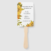 Elegant Sunflower Floral Wedding Program Hand Fan | Zazzle