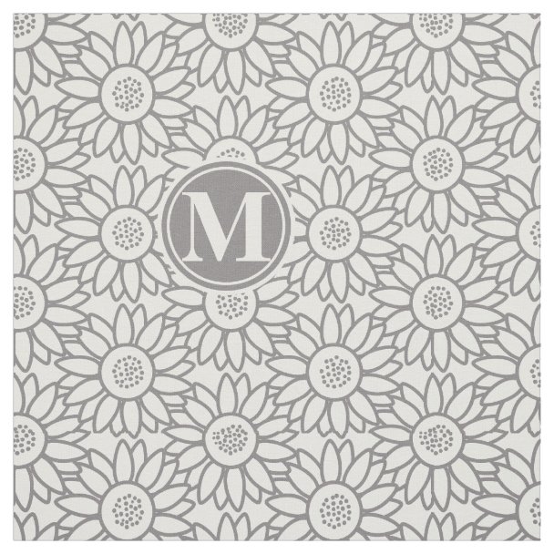 Elegant Floral and Monogram Fabric | Zazzle
