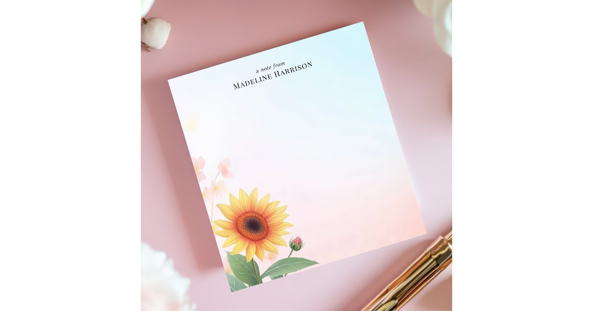 Elegant Sunflower Personalized Notepad | Zazzle