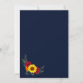 Elegant Sunflower Red Rose Navy Blue Wedding Invitation | Zazzle
