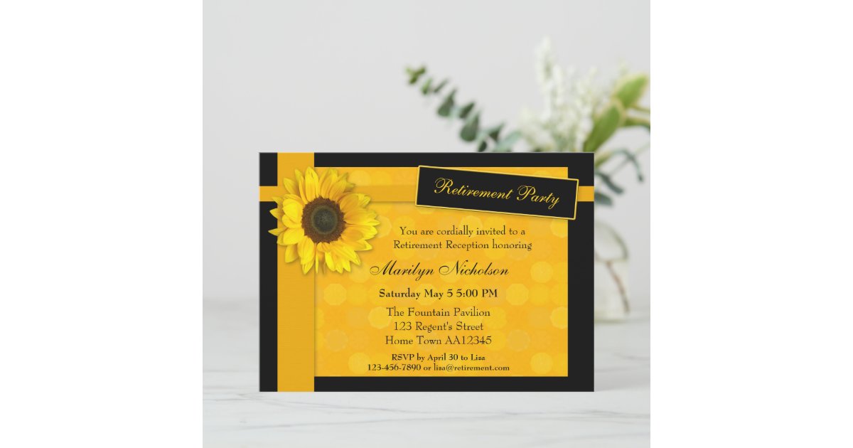 Elegant Sunflower Retirement Party Invitation | Zazzle